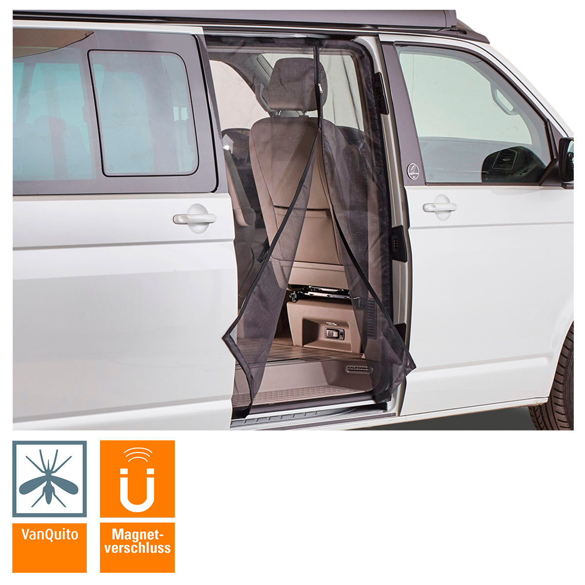Muggengaas VanQuito VW T5 / T6 met magnetische ritssluiting schuifdeur ...