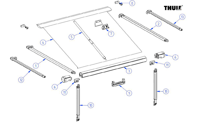 Thule vergrendeling telescopische arm en steunvoet voor luifel Omnistor ...